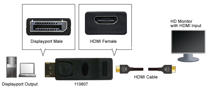 Display Port to HDMI Female Adapter